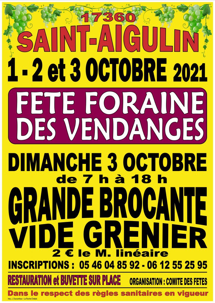 Fête Foraine des Vendanges 2021 - Saint Aigulin